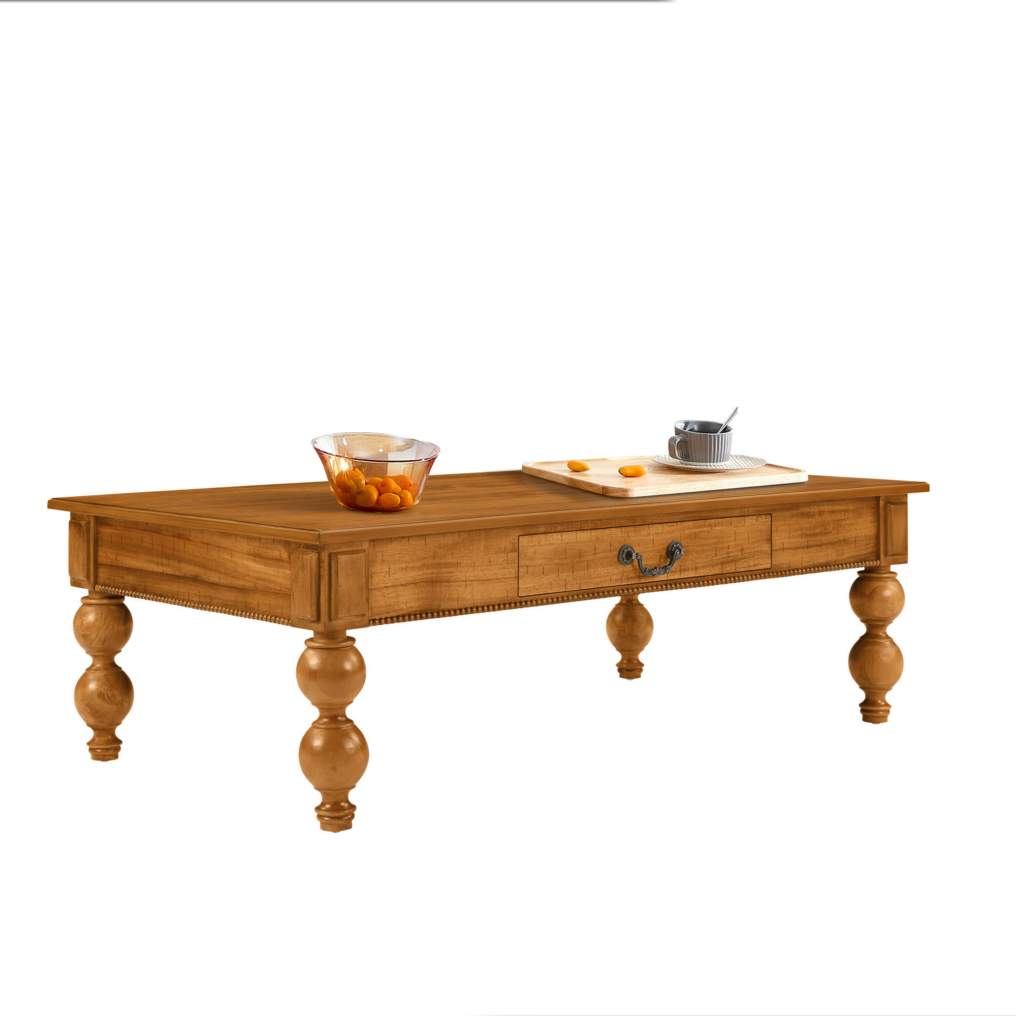 Alcott Hill® Vintage 47" Wooden Coffee Table With Drawer, Rectangular Cocktail Table With Solid ...